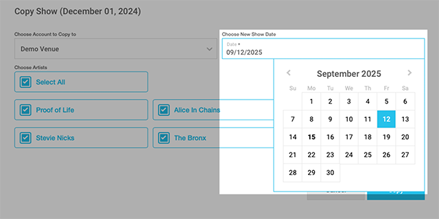 Copy Show feature overview (Venue/Festival Account) – atVenu Help Center