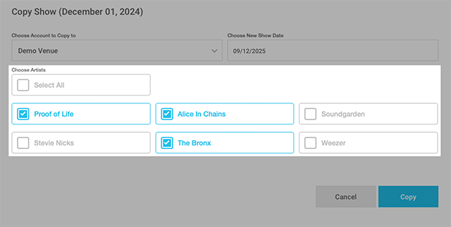 Copy Show feature overview (Venue/Festival Account) – atVenu Help Center