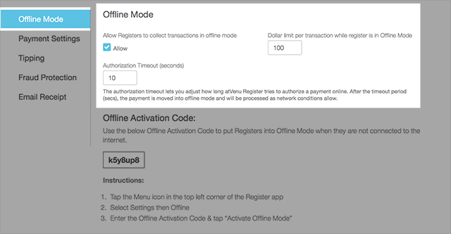 How do I setup atVenu Register to accept offline payments? (Offline ...
